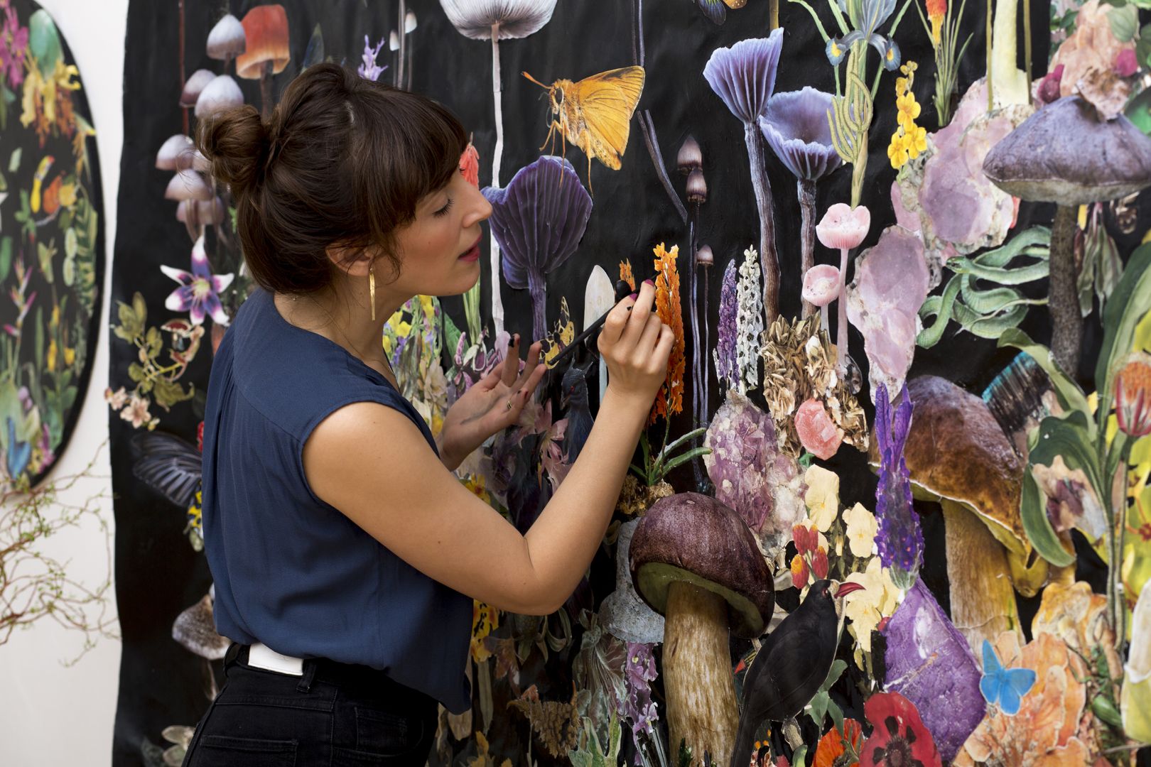 The Forest Dark: Collage paintings of a magical, dark forest on an inky ...