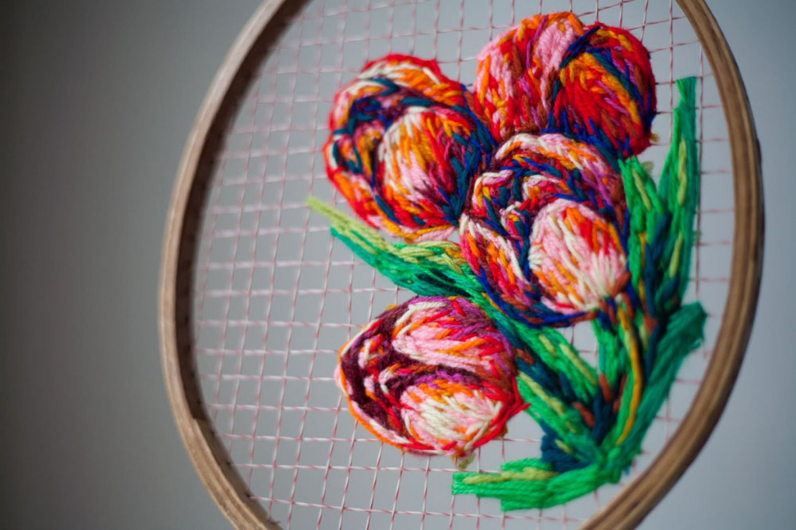 What a Racket: Threaded artworks woven into old badminton rackets ...
