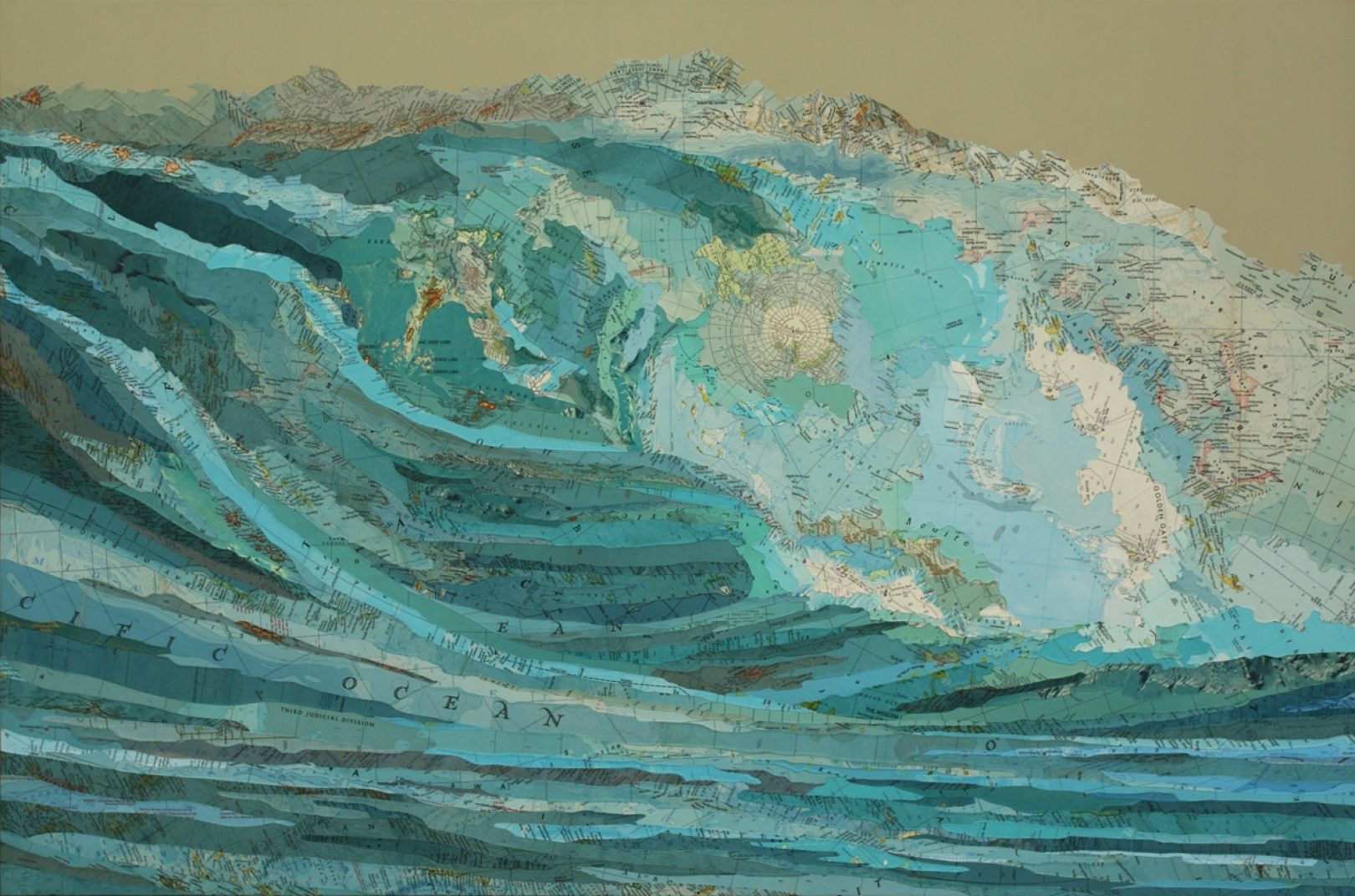 Map Works: Artist uses recycled maps to create striking ocean scenes ...