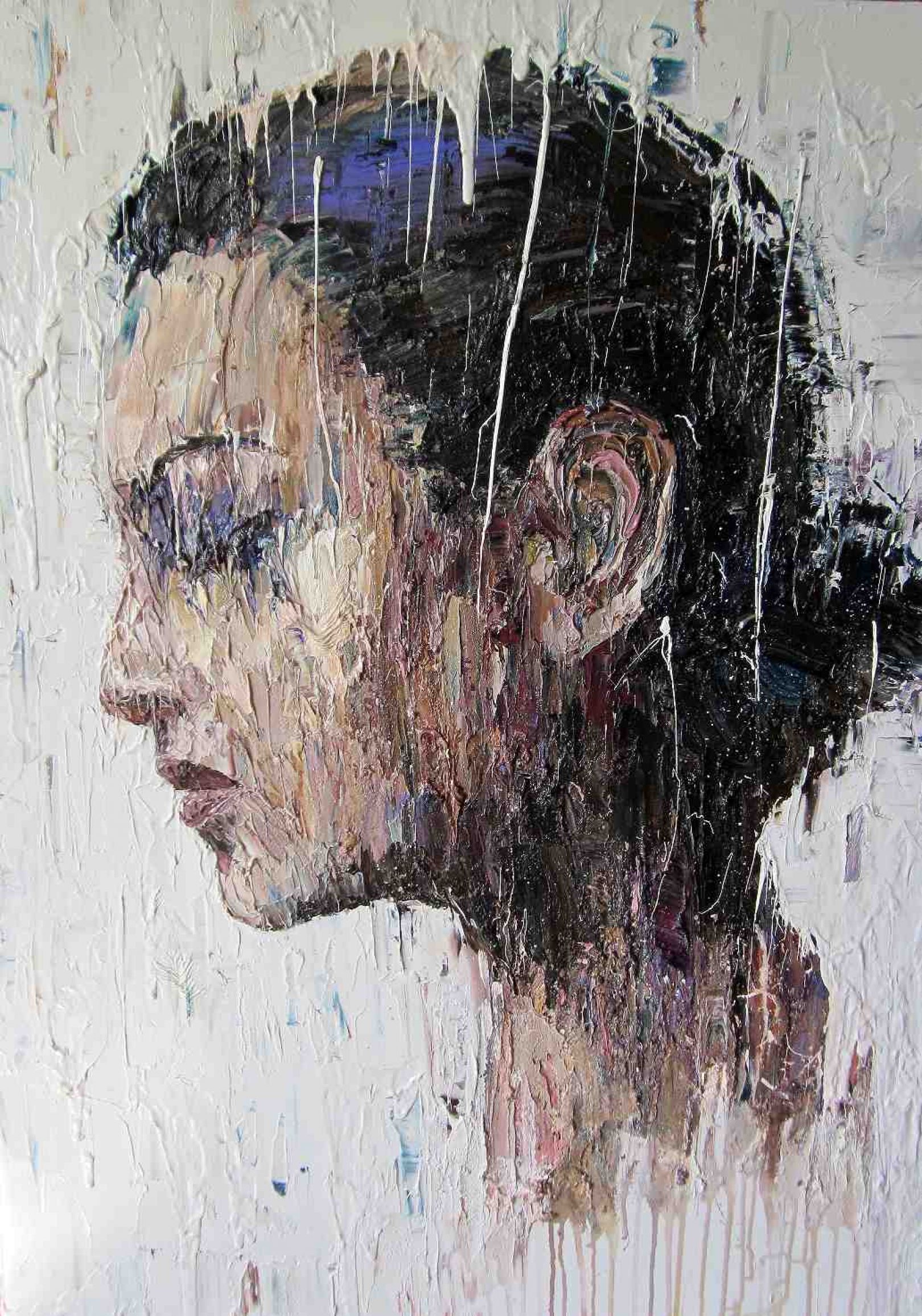 Artist applies and deconstructs oil on canvas to create beautiful ...