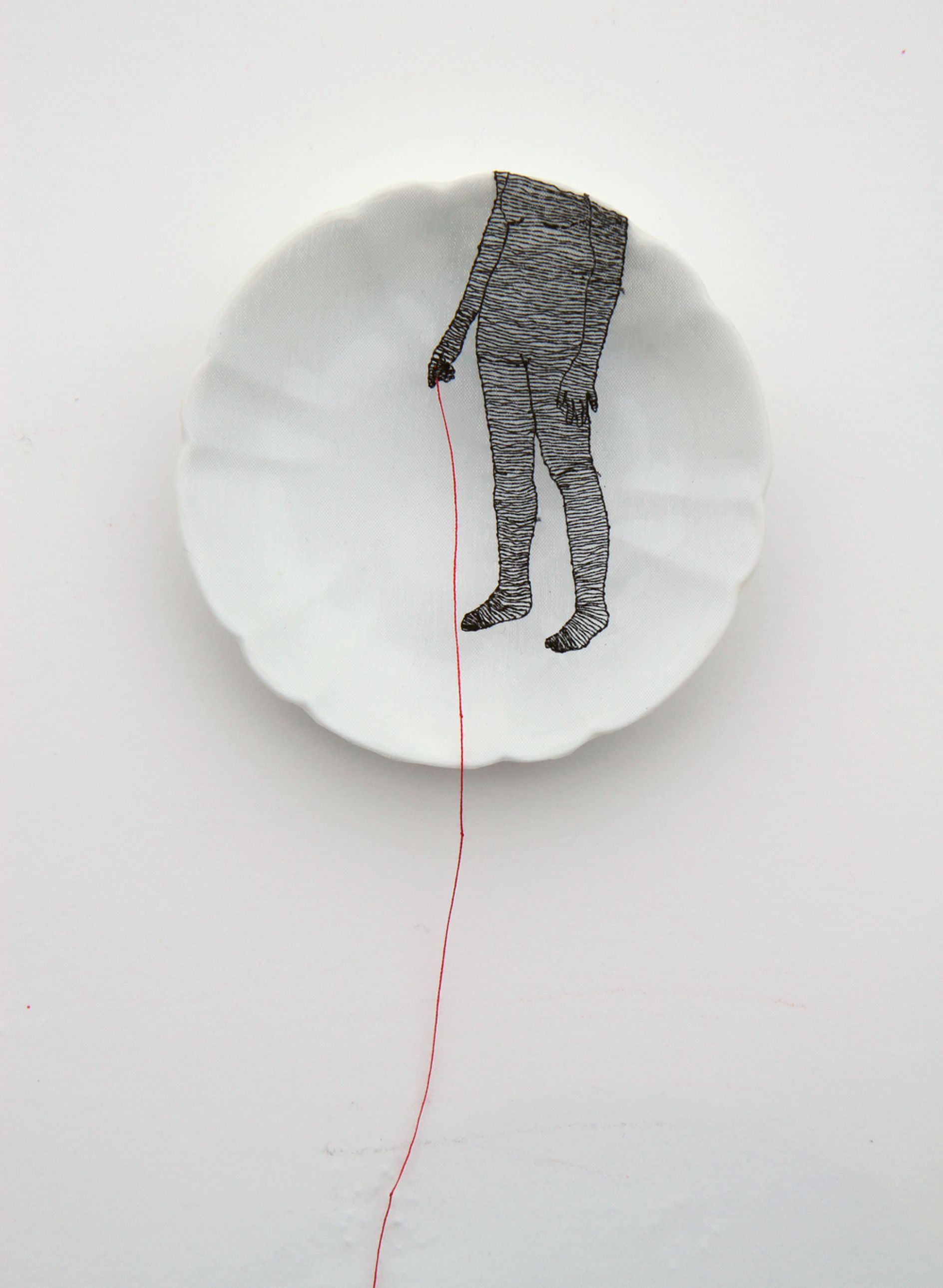Artist combines ceramics with embroidered artwork to create delicate ...