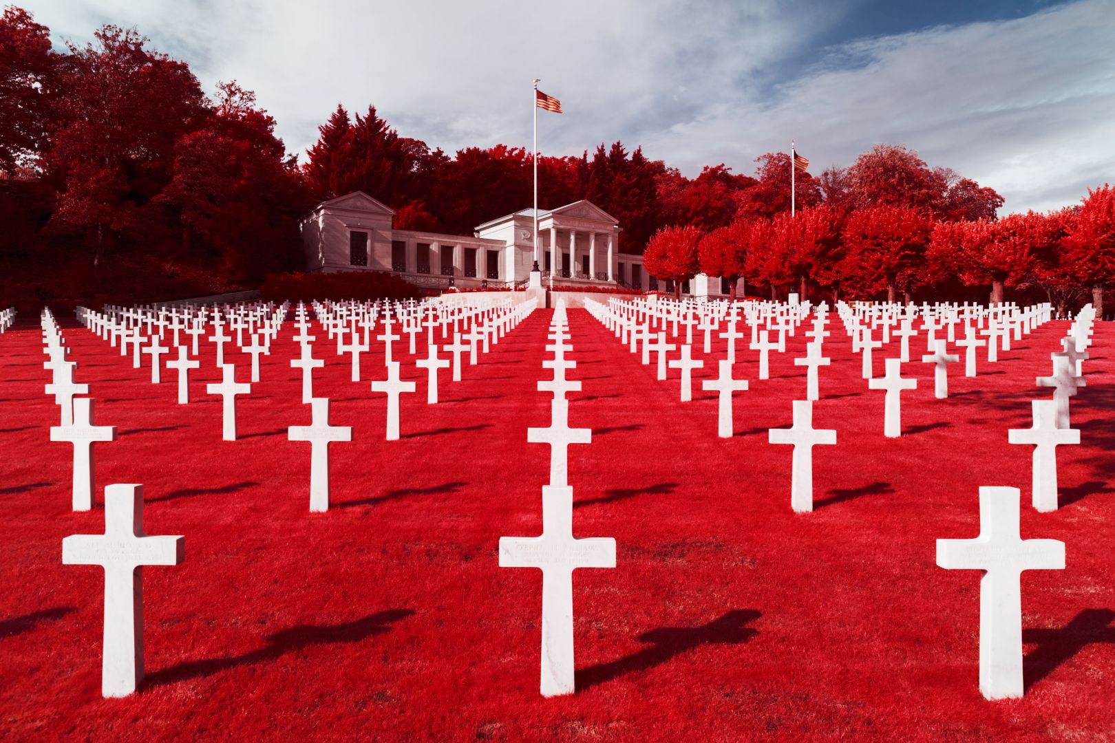 Infrared photographs reminiscent of the French flag paint a patriotic ...
