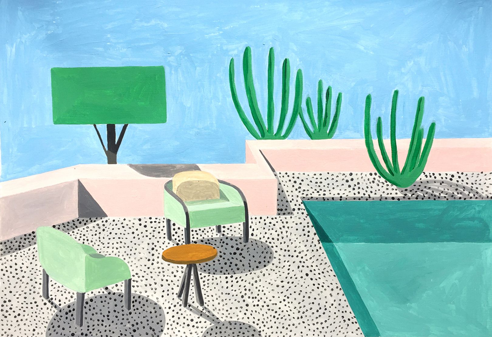 Ana Popescu's vibrant illustrations inspired by Palm Springs villas ...
