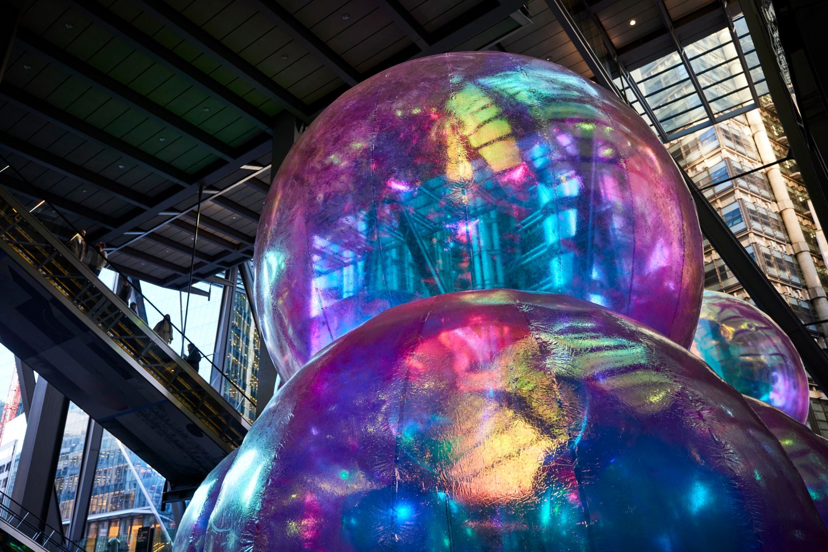 Giant colour-changing bubbles take over The Cheesegrater in London to ...