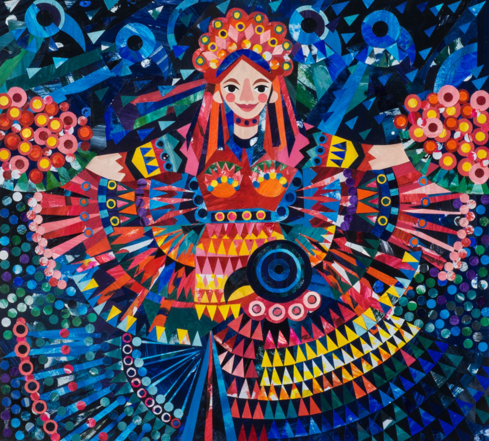 Theatrical cut and paste collages pop with explosions of vibrant colour ...