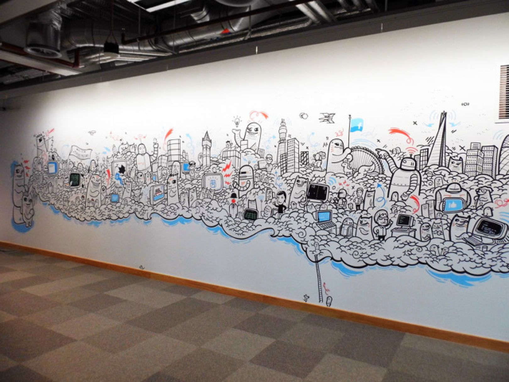 Fun creative murals at Facebook London by Geo Law | Creative Boom