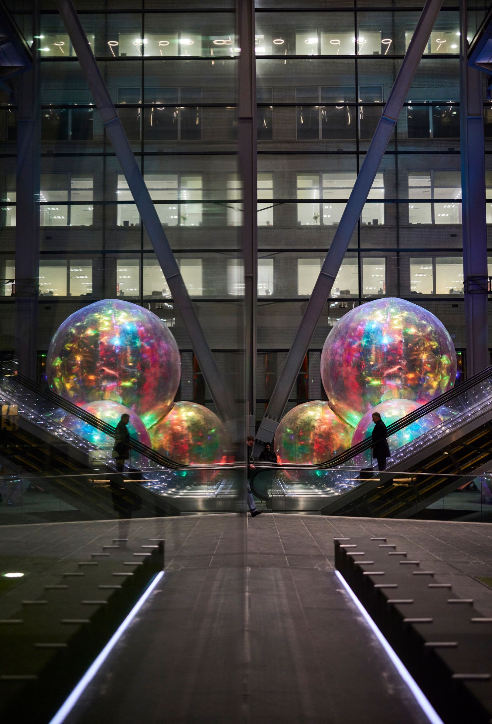 Giant colour-changing bubbles take over The Cheesegrater in London to ...