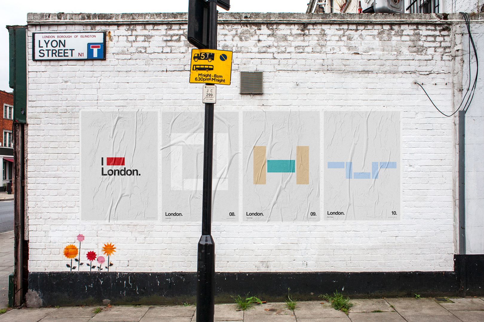 Minimal graphic art that represents London's biggest icons using only ...