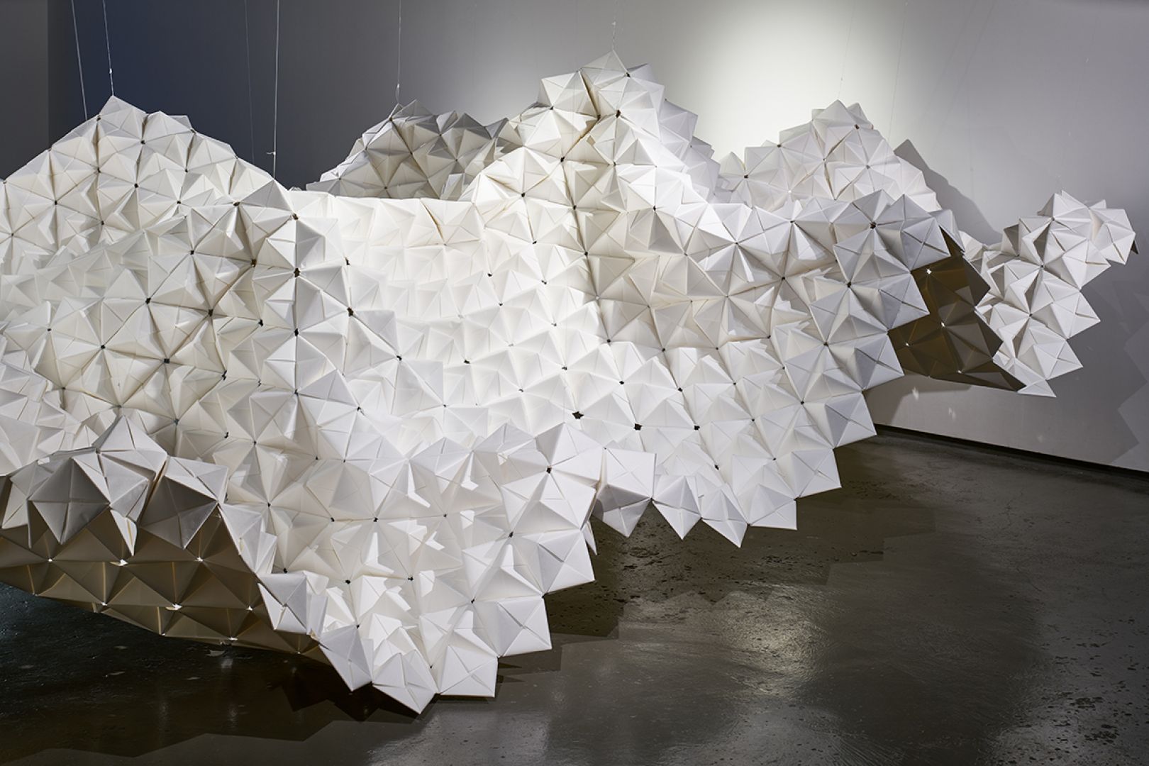 Gravity-defying giant hanging sculpture made from thousands of pieces ...