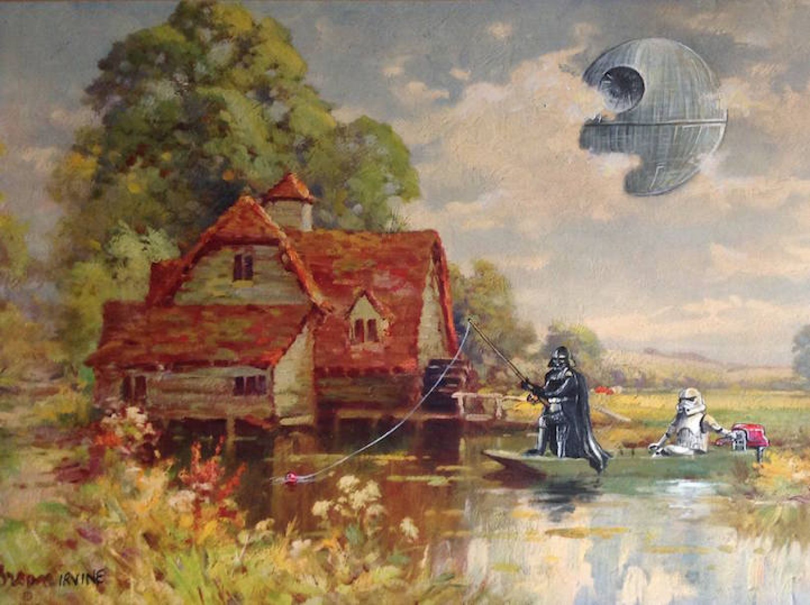 Artist salvages discarded paintings by adding his own amusing, modern ...
